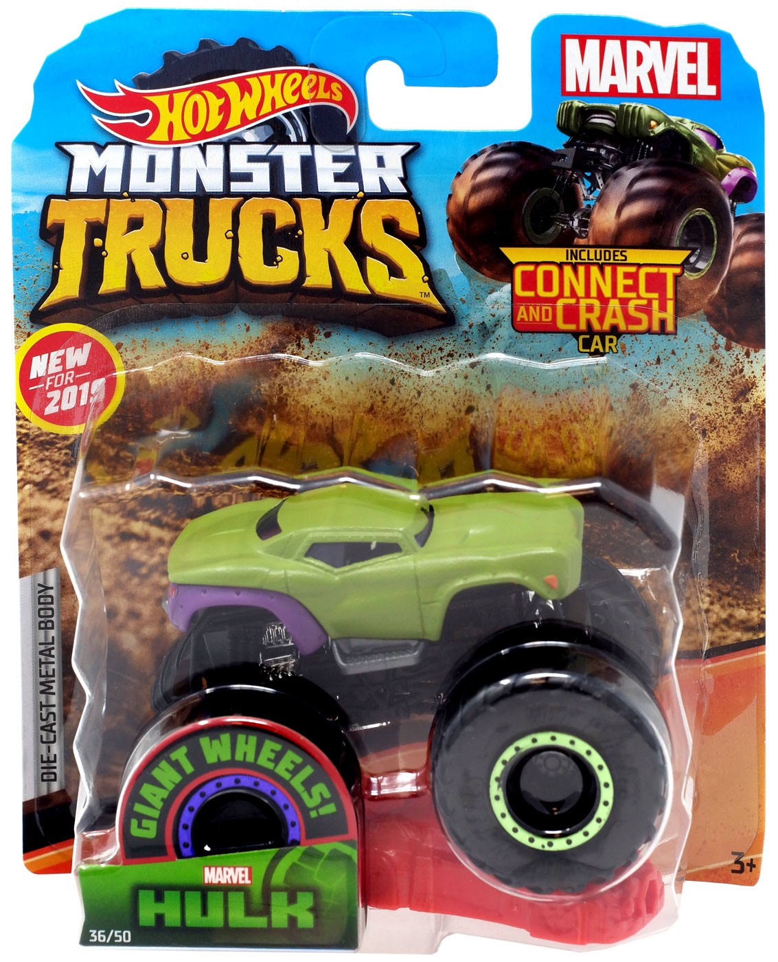 Mattel Hot Wheels Monster Trucks Marvel Hulk 1:64 Diecast Car [Version 1]