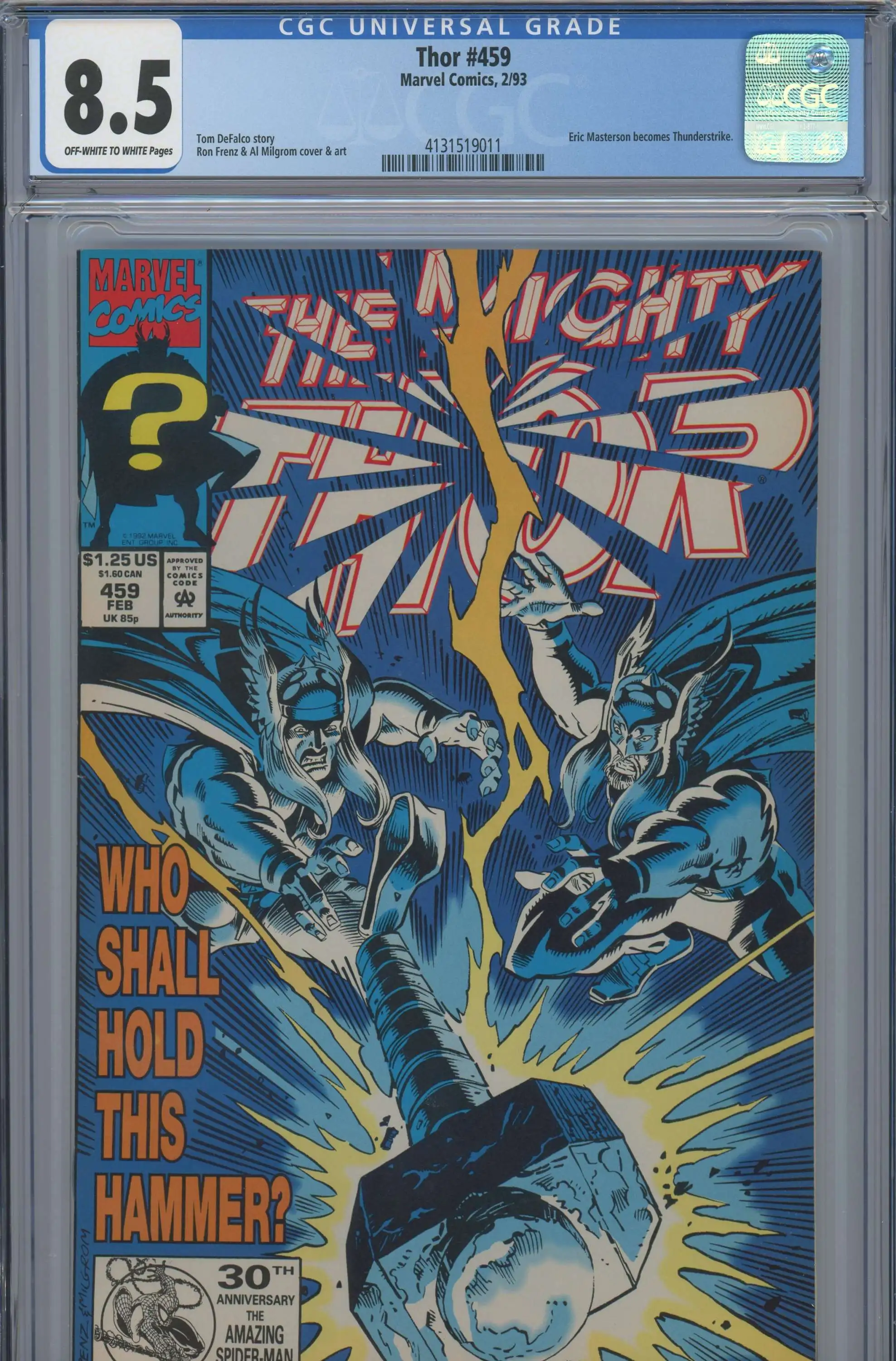 Marvel Comics Thor 1993 Comic Book 459 CGC 8.5 - ToyWiz