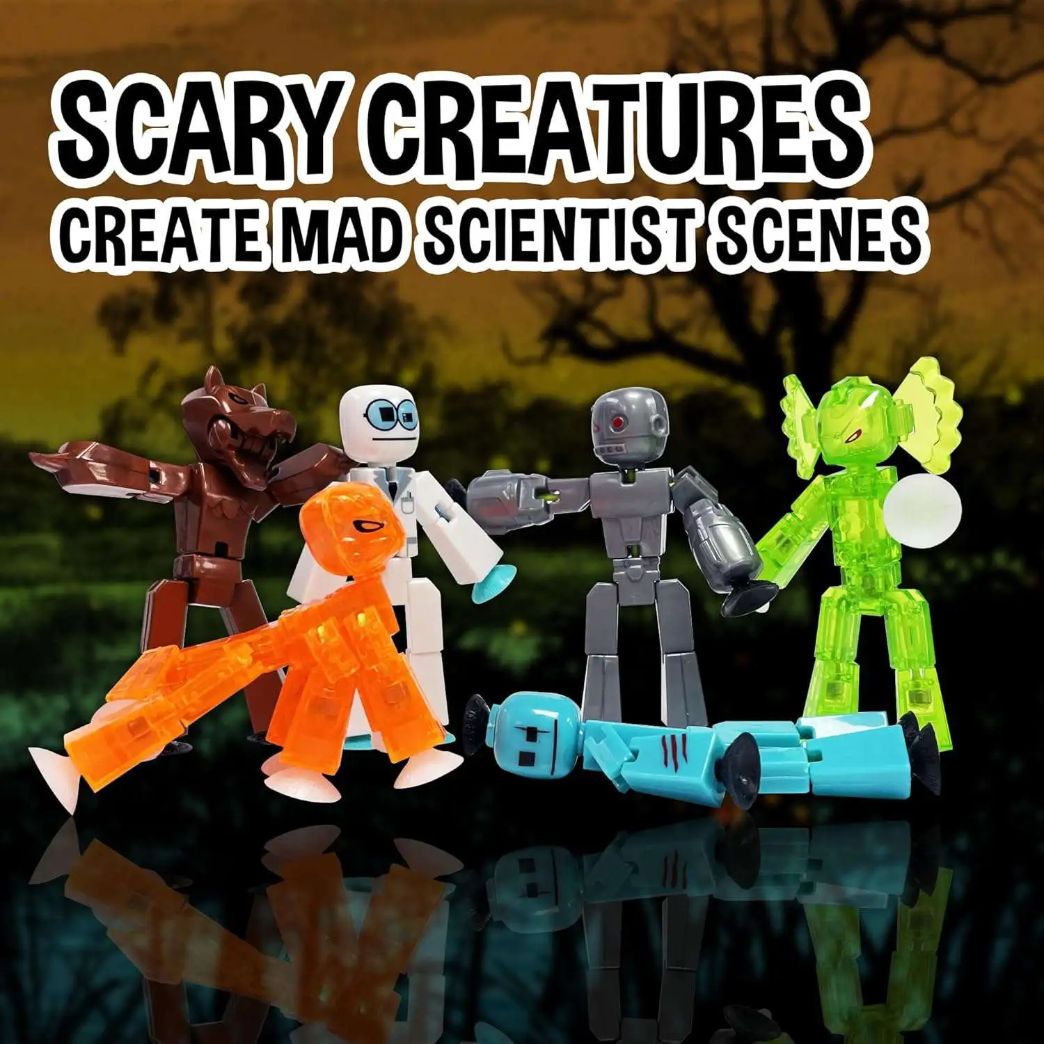 Stikbot Monsters Werewolf Cyborg 3 Figure 6-Pack Zing - ToyWiz