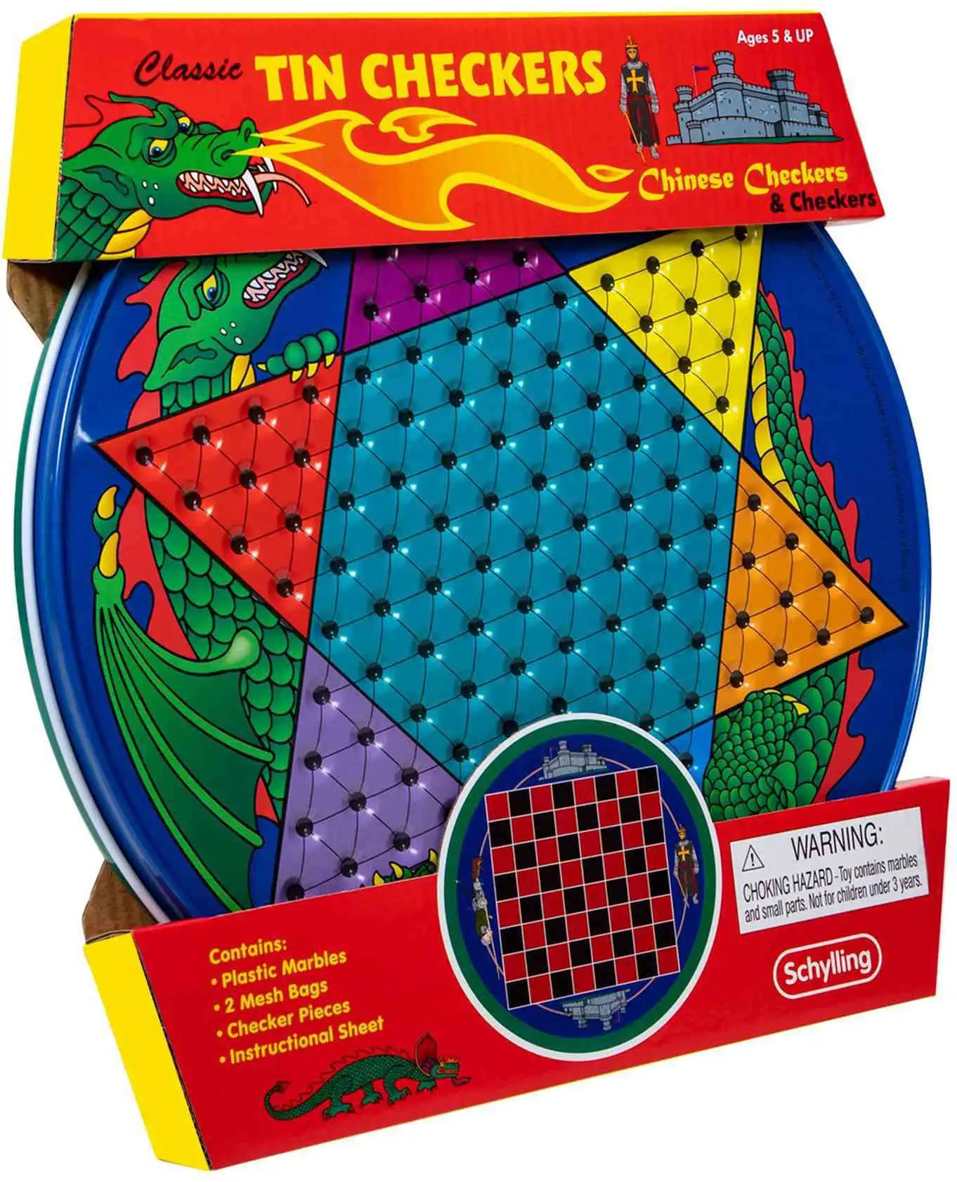 Classic Tin Checkers Chinese Checkers Checkers Loose Schylling - ToyWiz