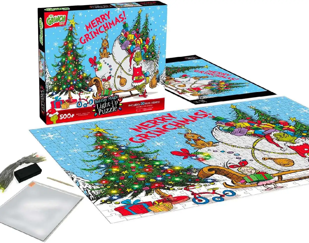 Dr. Seuss The Grinch Holiday Magic Merry Grinchmas Light-Up Puzzle ...