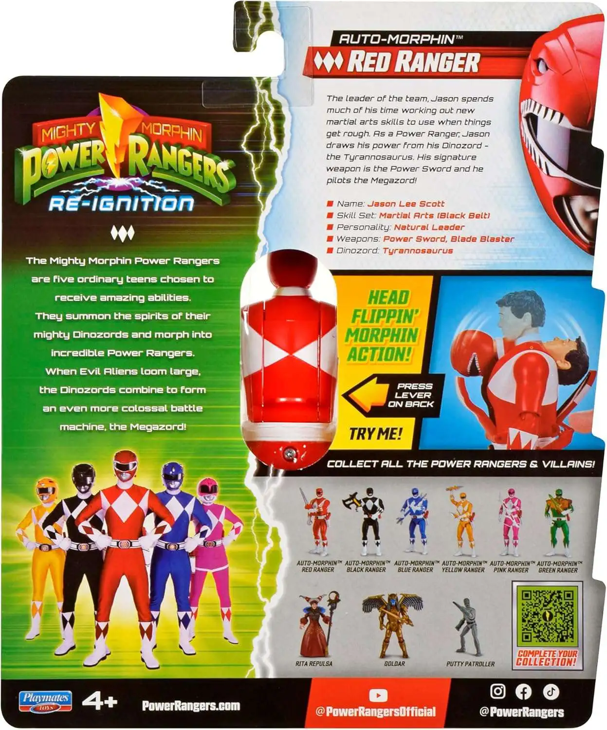Power Rangers Mighty Morphin Re-Ignition Red Ranger Action Figure Auto ...