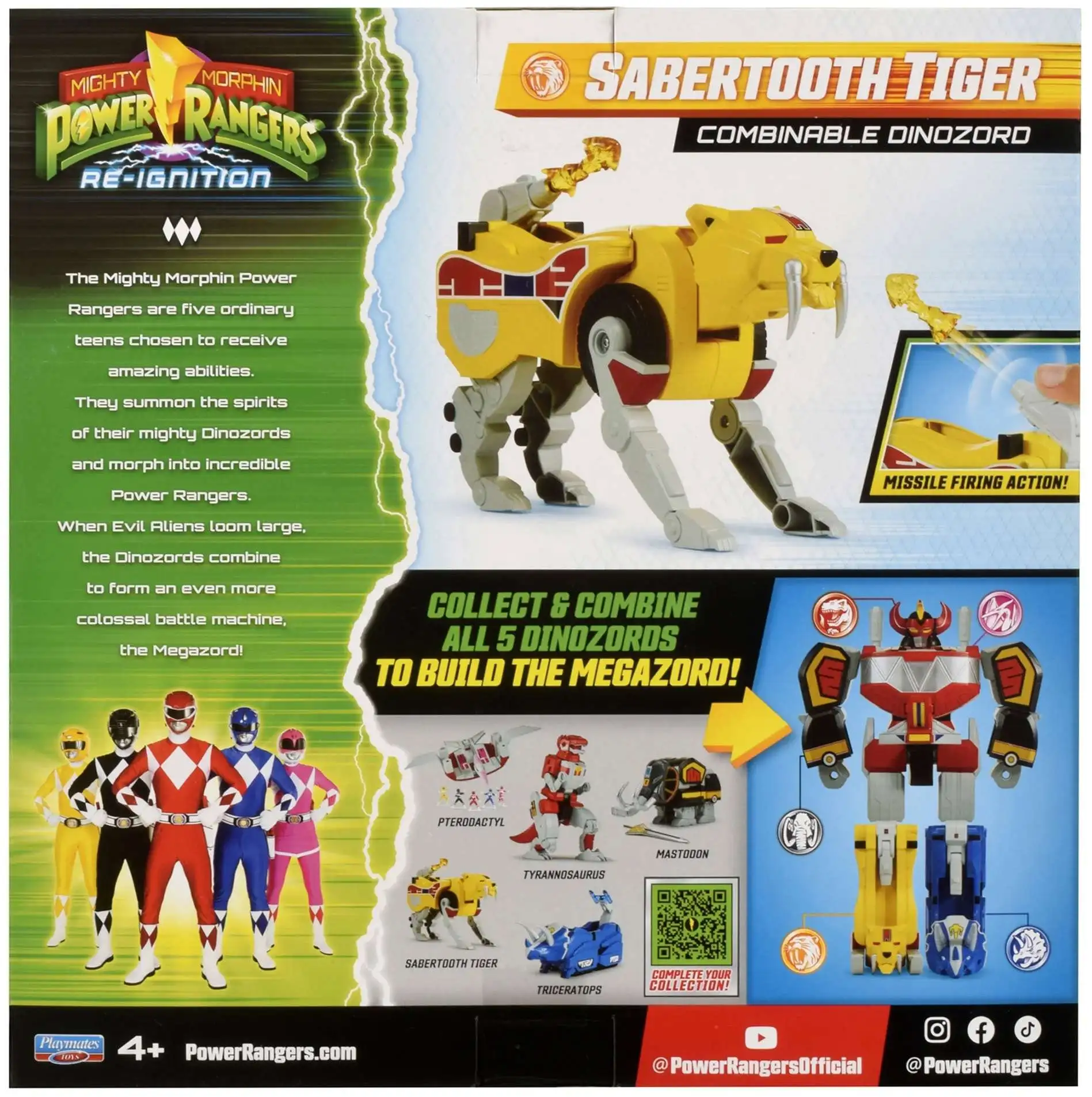 Power Rangers Mighty Morphin Re-Ignition Sabertooth Tiger Combinable ...