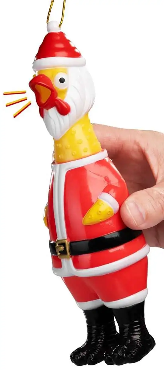 AniMolds Squeeze Me Christmas Chicken Series Santa Rubber Chicken Flash ...