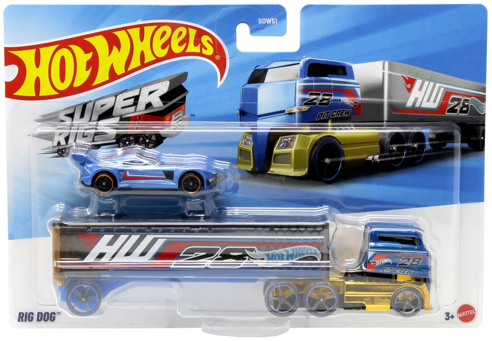 Hot Wheels Super Rigs Rig Dog Diecast Car Blue Mattel - ToyWiz