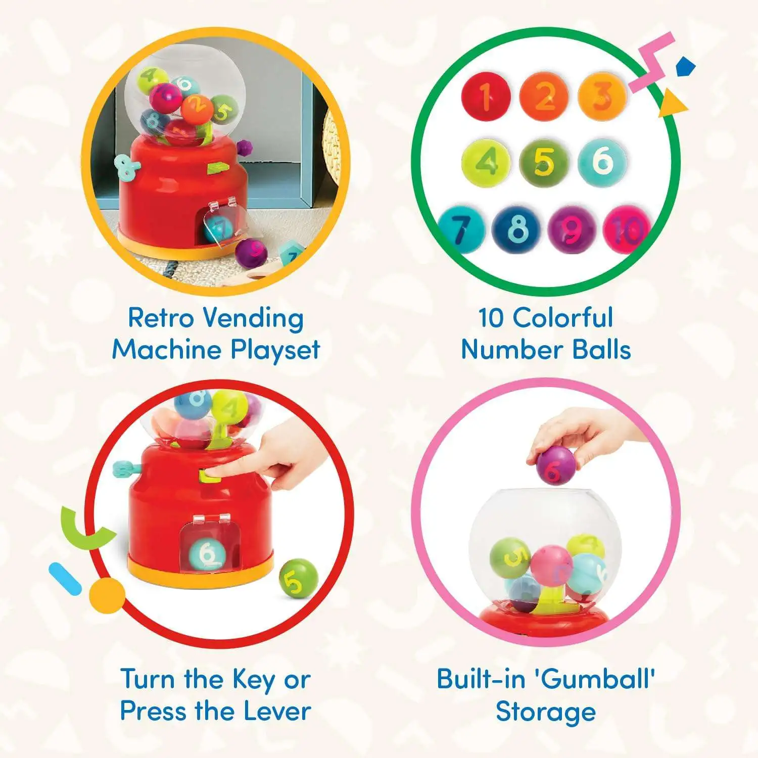 Battat Numbers Colors Gumball Machine Play Set Maison Battat - ToyWiz