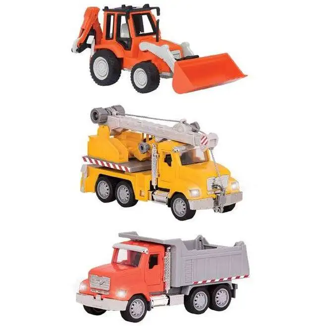 Driven Micro Construction Fleet Lights Sounds Vehicle 3-Pack Dump Truck ...
