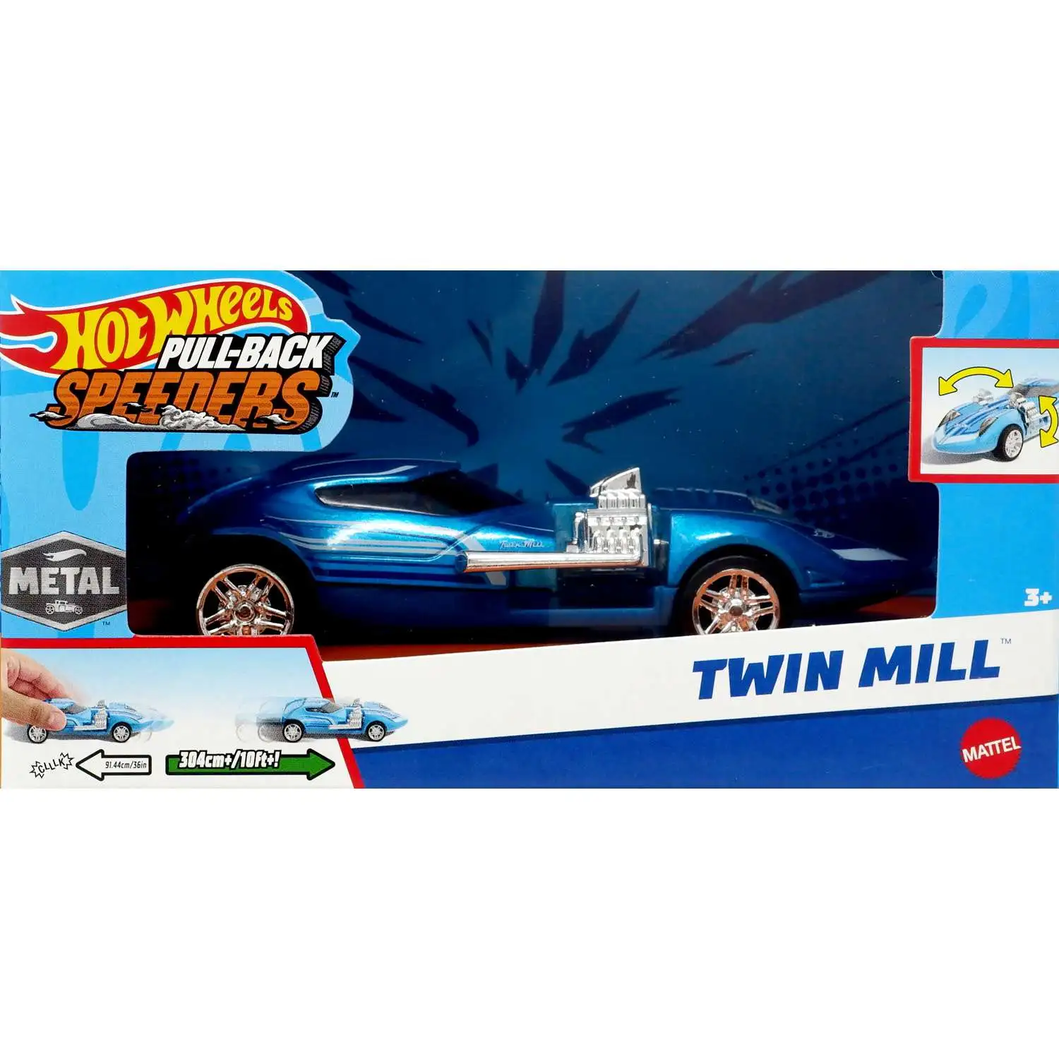 Hot Wheels Pull-Back Speeders Twin Mill 143 Diecast Pull-Back Car ...
