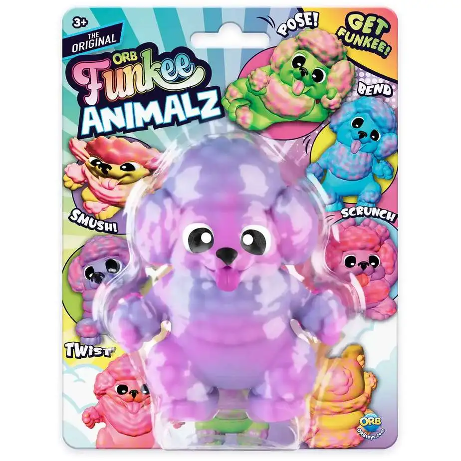 Funkee Animalz Poodle Purple Pink 4.5 Stretchy Figure ORB Toys - ToyWiz