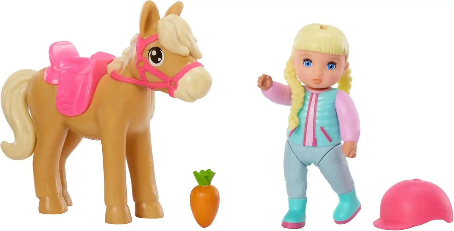 Baby Born Minis Light Skin Tone Doll with Blue Eyes, Horse with Helmet ...