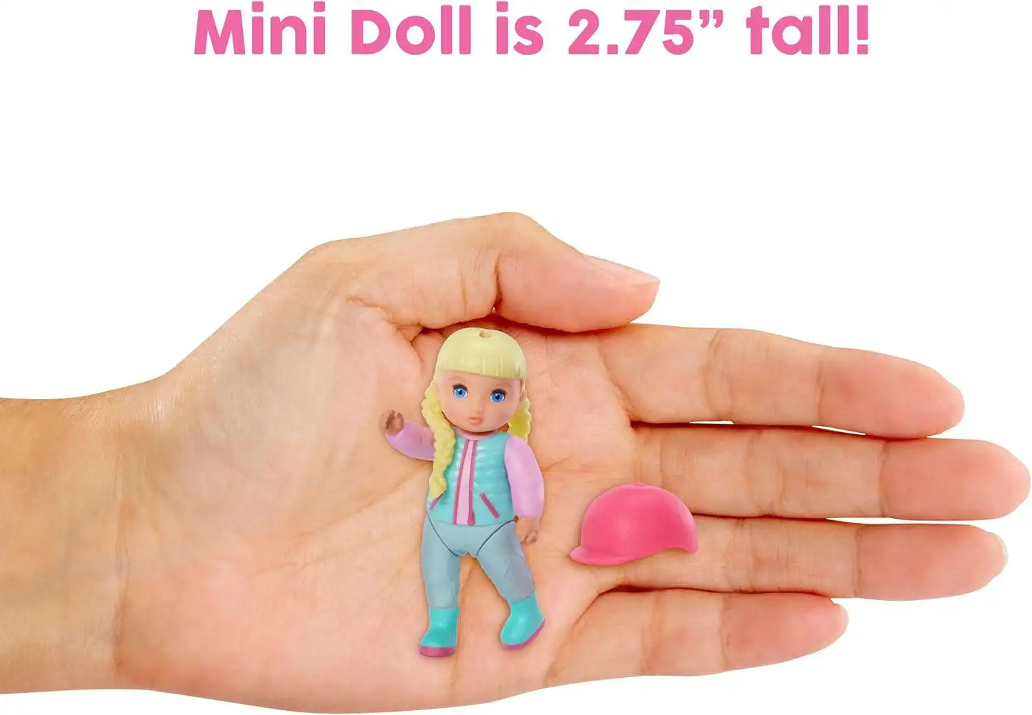 Baby Born Minis Light Skin Tone Doll with Blue Eyes, Horse with Helmet ...