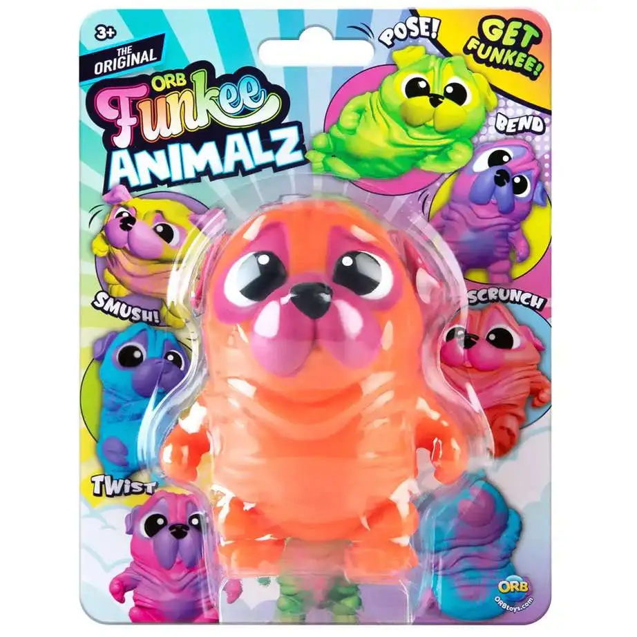 Funkee Animalz Pug Orange 4.5 Stretchy Figure ORB Toys - ToyWiz