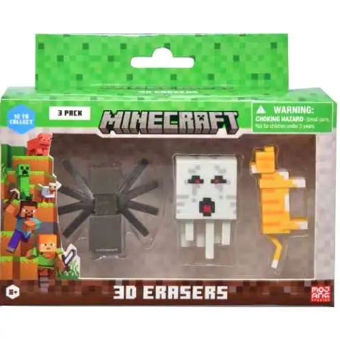 Minecraft Spider, Ghast Cat 2.25 3D Eraser 3-Pack PMI - ToyWiz