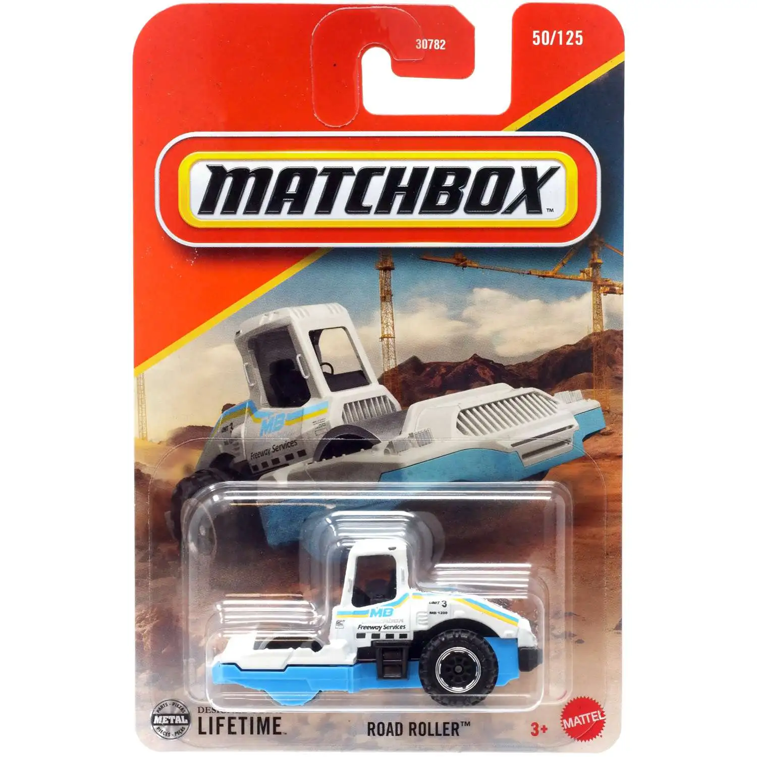 Matchbox Road Roller Diecast Car Blue White Mattel - ToyWiz