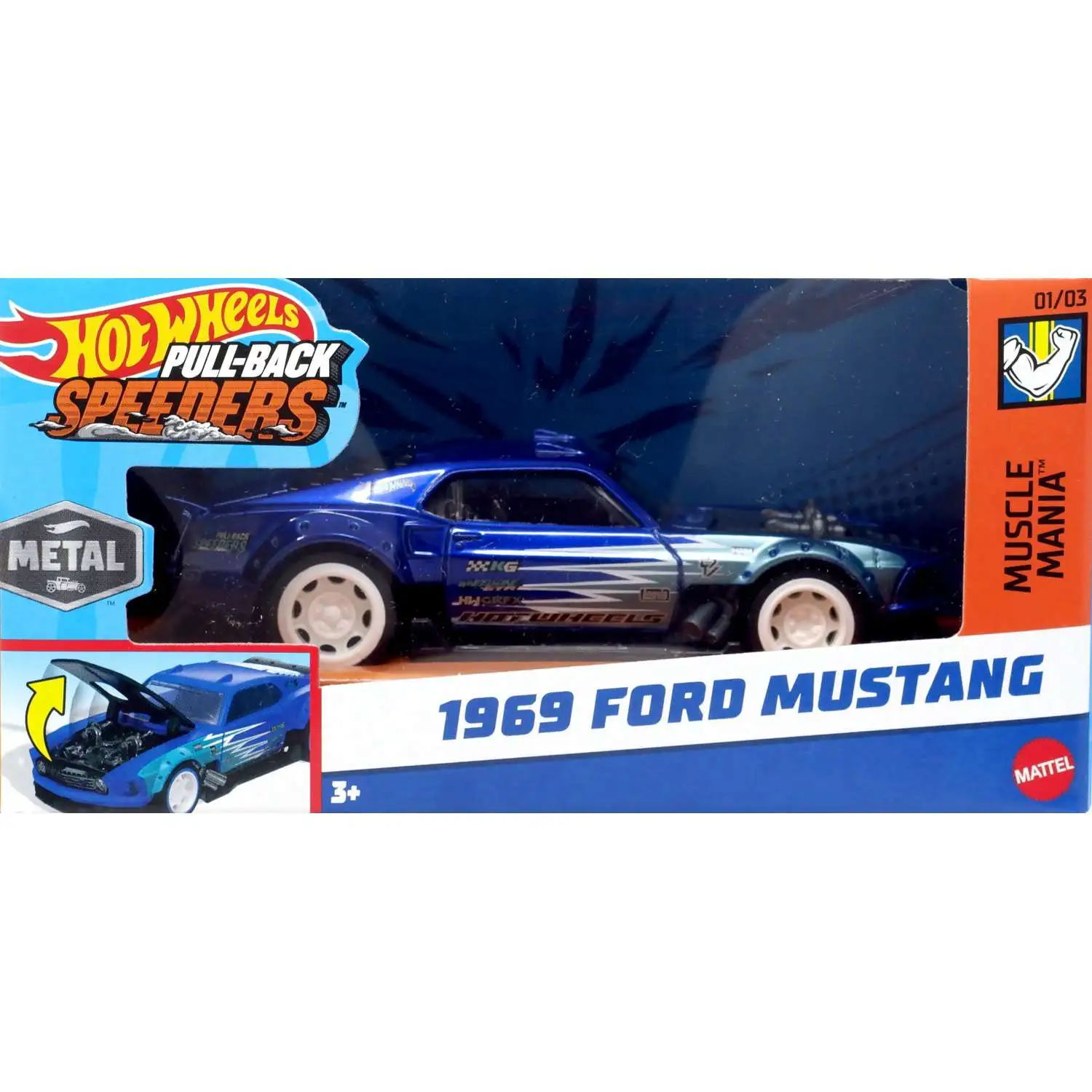 Hot Wheels Pull-Back Speeders Muscle Mania 1969 Ford Mustang 143 ...