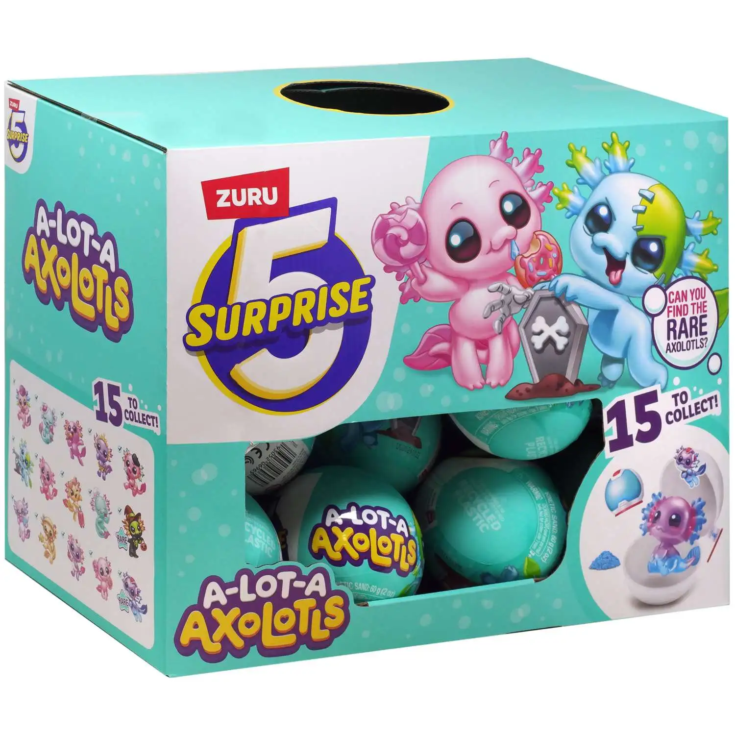5 Surprise Mini Brands A-Lot-A Axolotls Series 1 Mystery Box 27 Packs ...