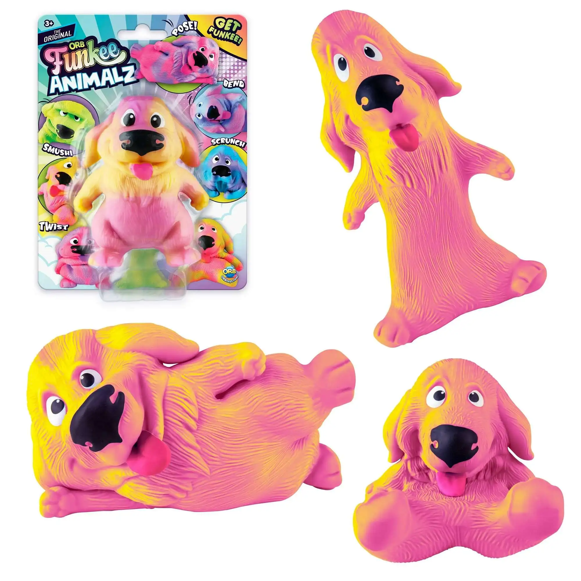 Funkee Animalz Retriever Orange Pink 4.5 Stretchy Figure ORB Toys - ToyWiz