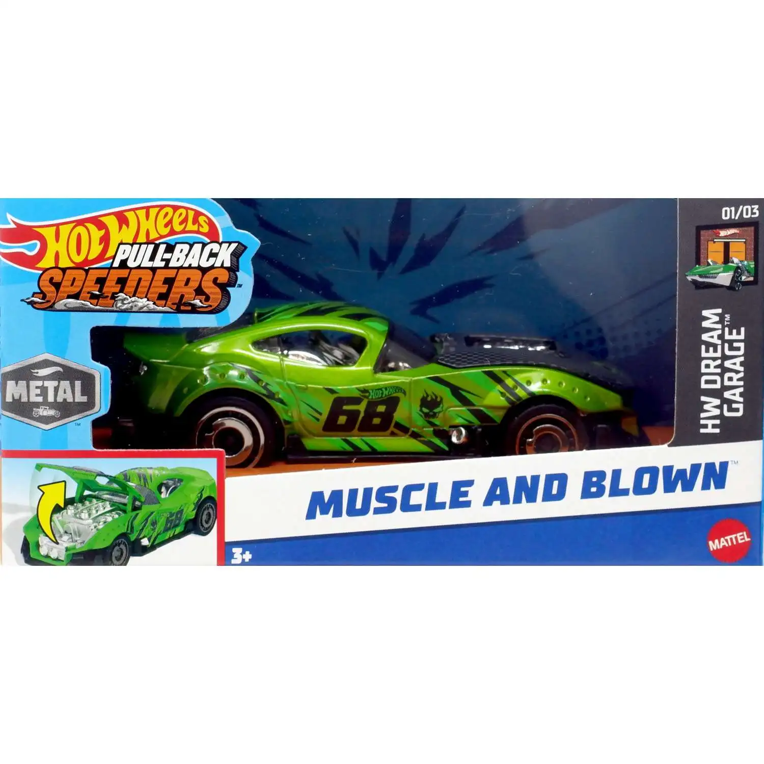 Hot Wheels Pull-Back Speeders HW Dream Garage Muscle Blown 143 Diecast ...