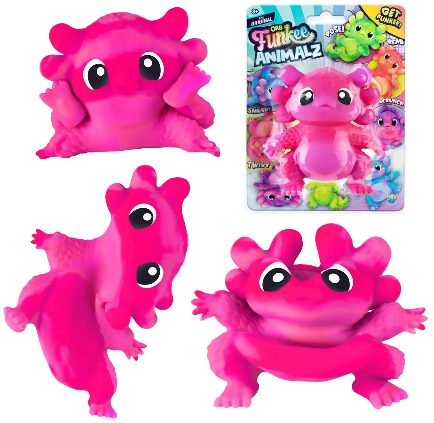 Funkee Animalz Axolotl PINK PURPLE 4.5 Stretchy Figure ORB Toys - ToyWiz