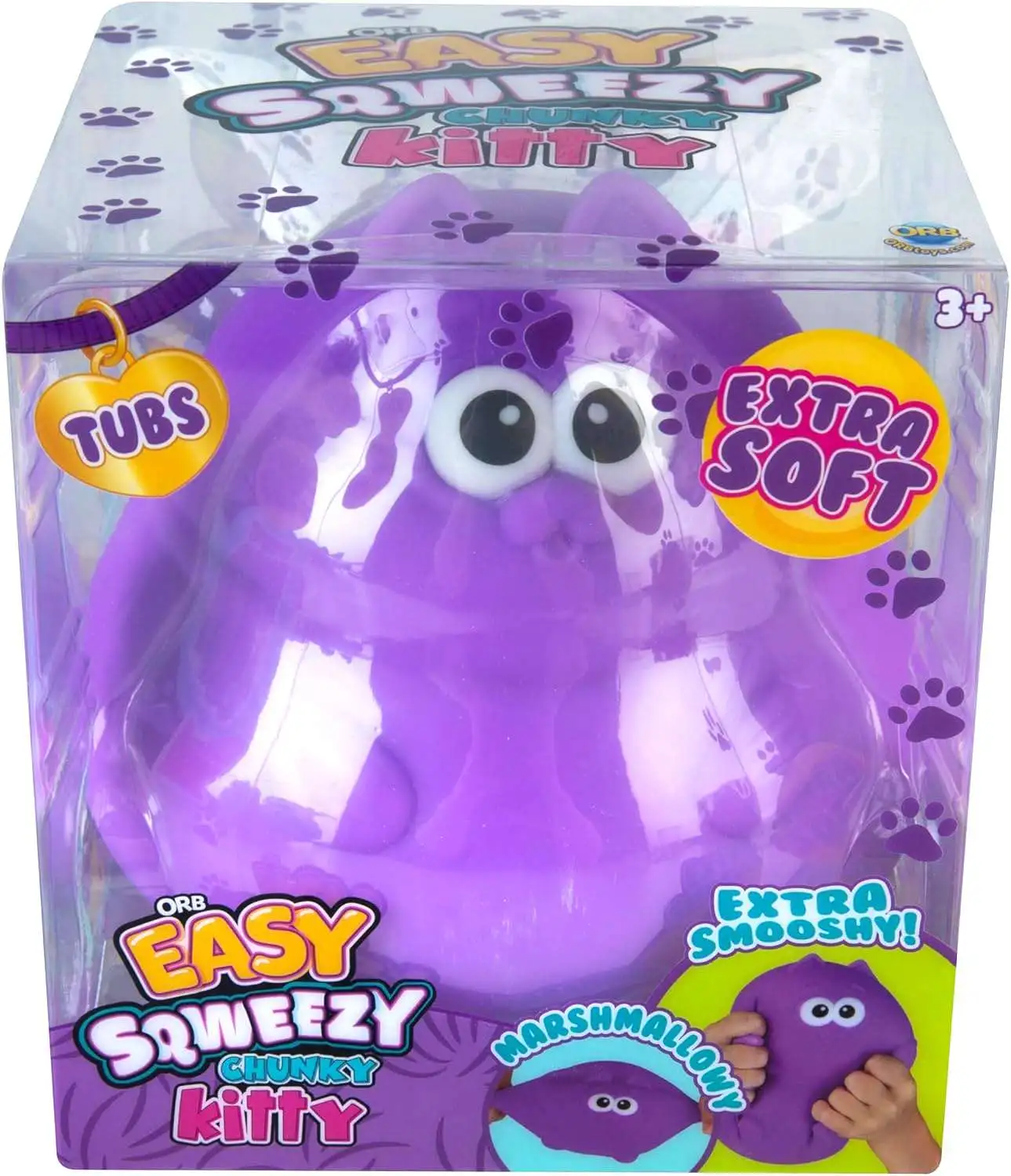 Easy Sqweezy Chunky Kitty Tubs Squeeze Toy Purple ORB Toys - ToyWiz