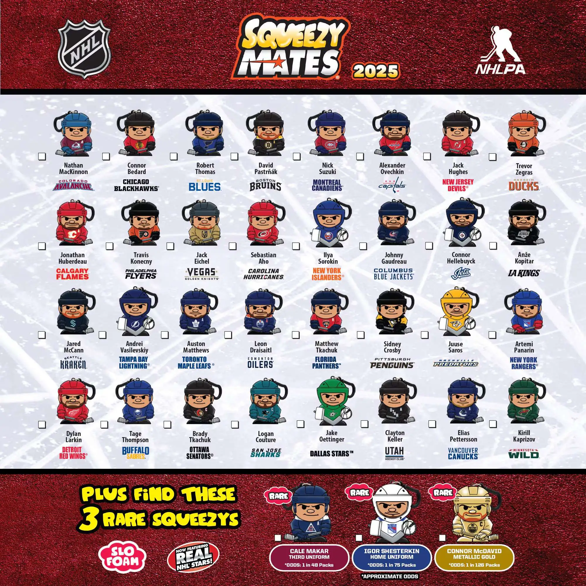 NHL Squeezy Mates 2025 Hockey Mystery Box 24 Packs Party Animal Toys ...