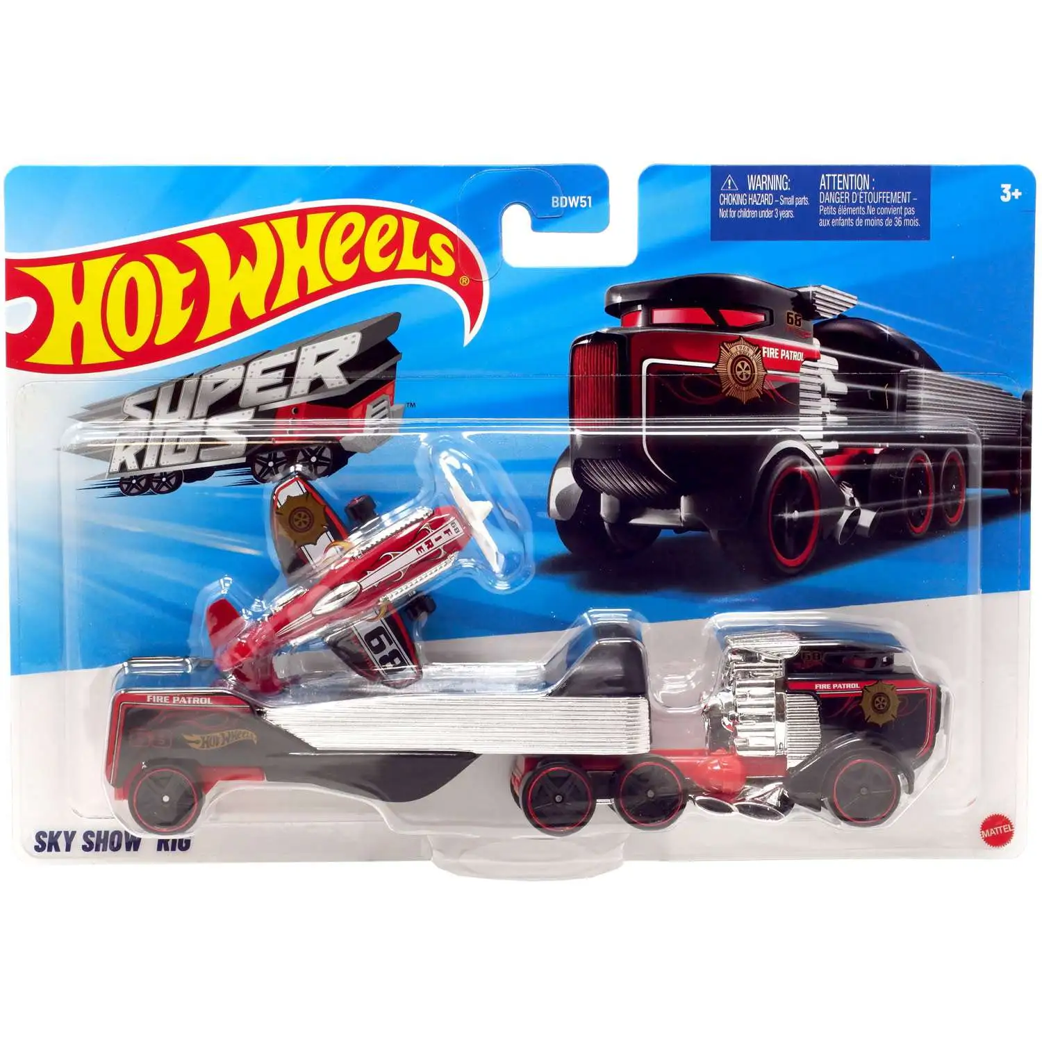 Hot Wheels Super Rigs Sky Show Rig Diecast Car Black Red Mattel - ToyWiz
