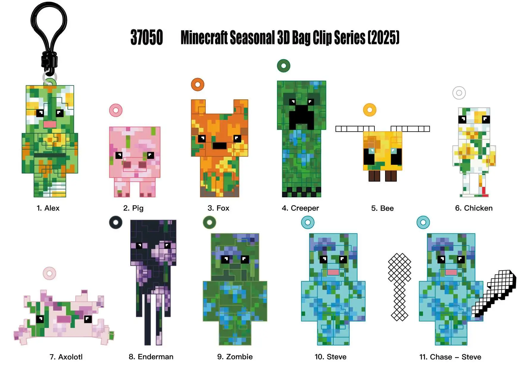 Minecraft 3D Figural Bag Clip Minecraft Series 3 Mystery Box 24 Packs ...