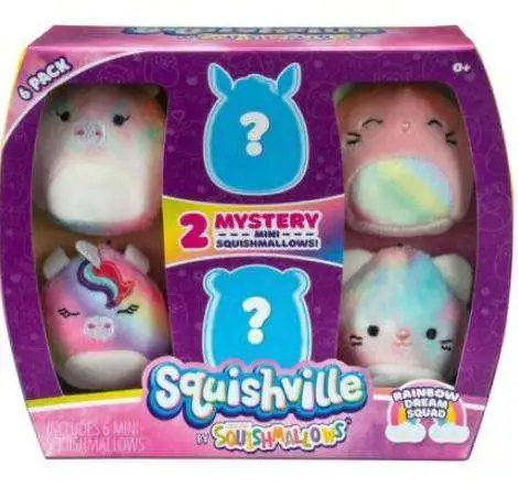 Squishmallows Squishville Rainbow Dream Squad 2 Mini Plush 6-Pack Set ...