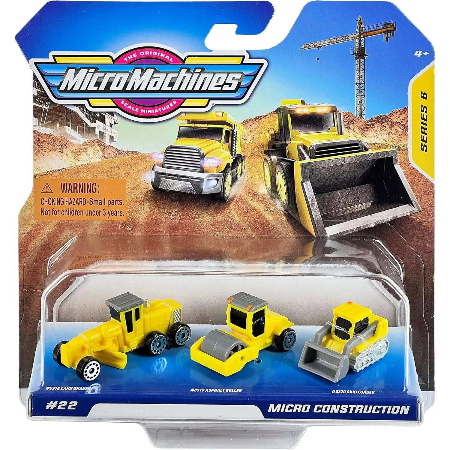 Micro Machines Series 6 Micro Construction Vehicle 3-Pack Land Grader, Asphalt Roller Skid ...