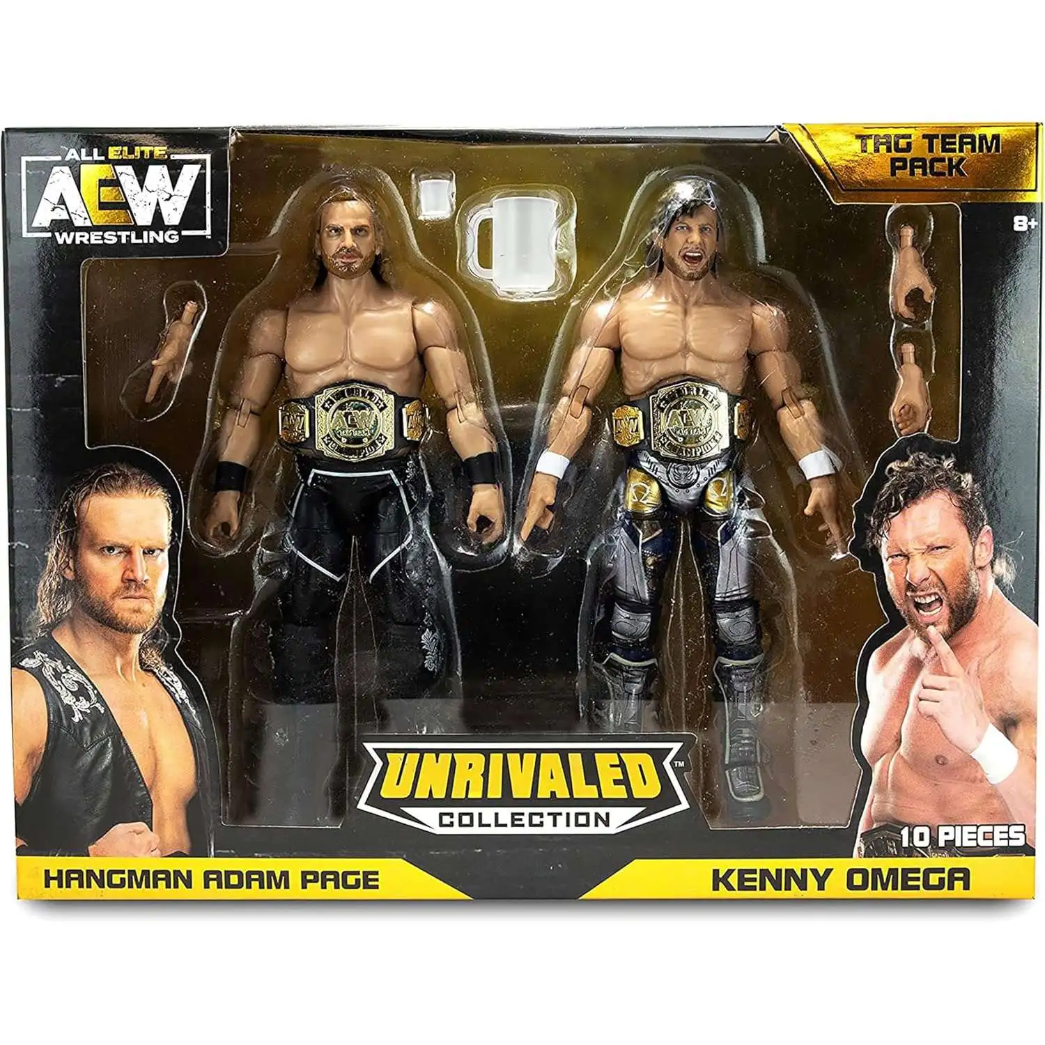 AEW All Elite Wrestling Unrivaled Collection Hangman Adam Page Kenny Omega Action Figure 2-Pack ...