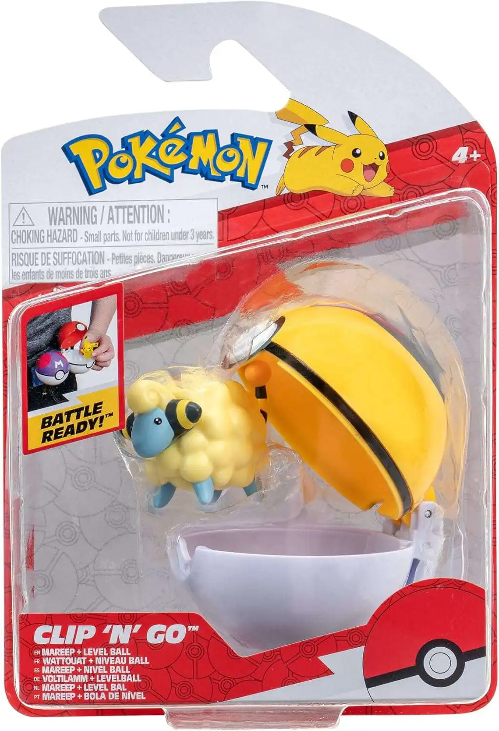 Pokemon Clip N Go Mareep Level Ball Figure Set Jazwares - ToyWiz