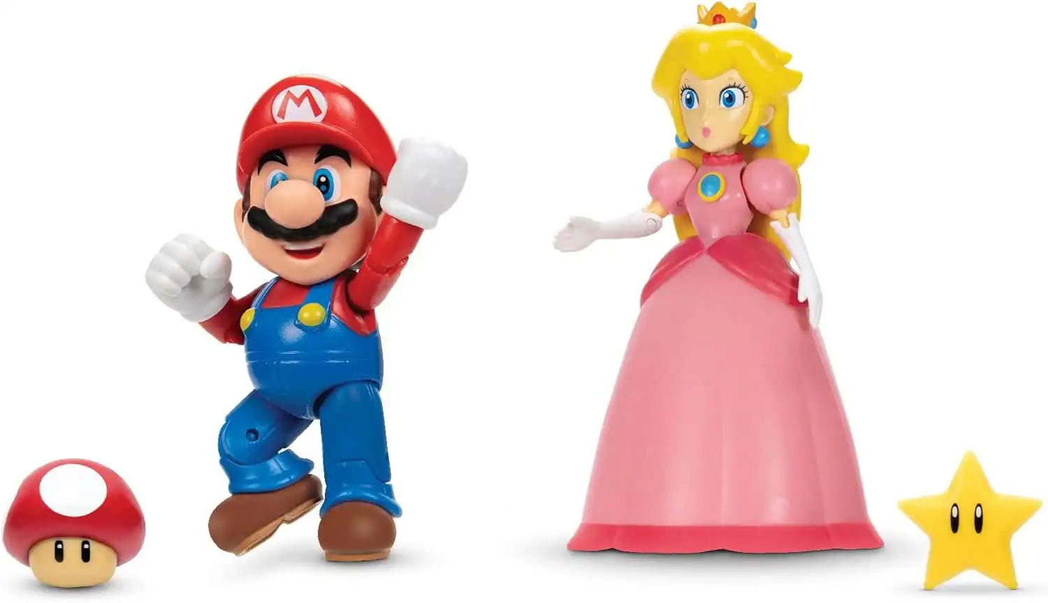 World of Nintendo Super Mario Mario Peach 4 Action Figure 2-Pack Jakks ...