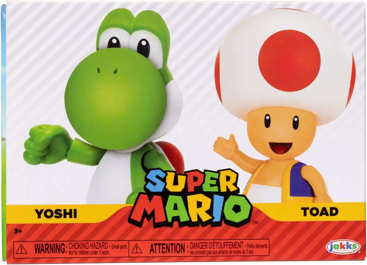 World of Nintendo Super Mario Yoshi Toad 4 Figure 2-Pack Jakks Pacific ...