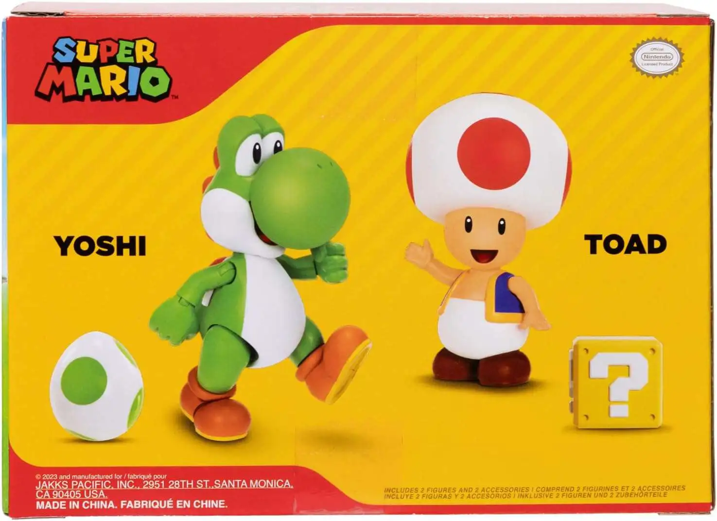 World of Nintendo Super Mario Yoshi Toad 4 Figure 2-Pack Jakks Pacific ...