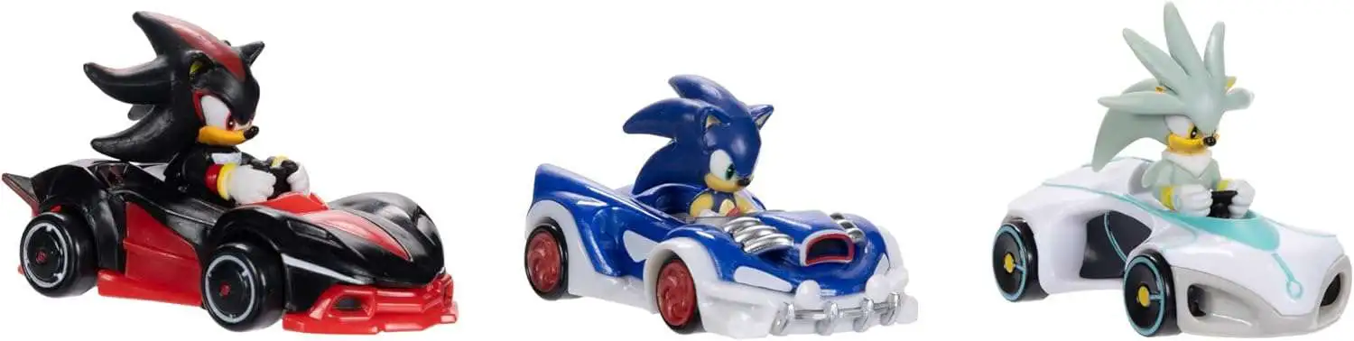 Sonic The Hedgehog Silver, Sonic Shadow Diecast Vehicle 3-Pack Lightron ...