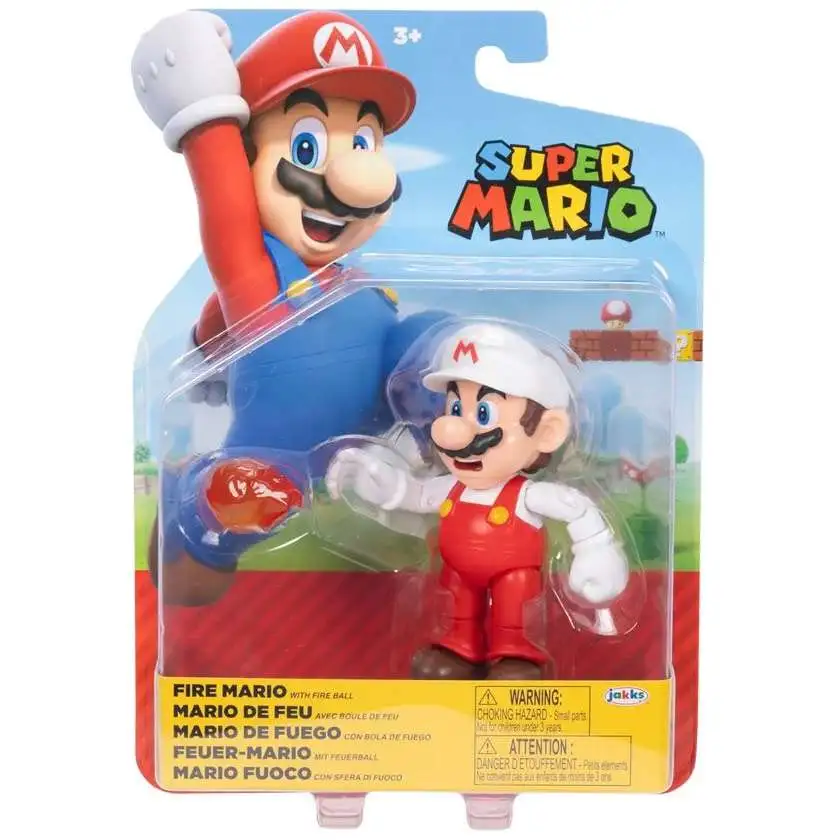 World of Nintendo Super Mario Wave 41 Fire Mario 4 Action Figure with ...