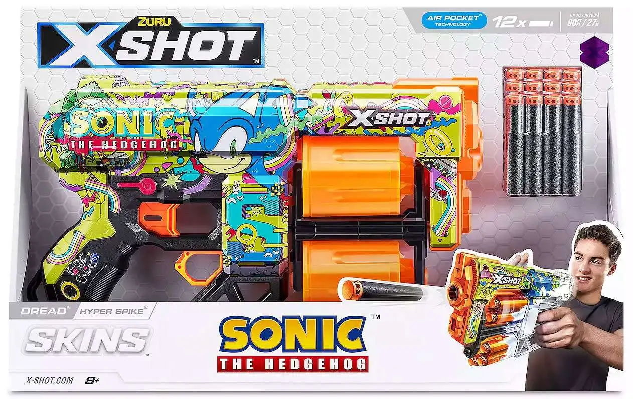 Sonic The Hedgehog X-Shot Skins Dread Hyper Spike Blaster 12 Darts Zuru ...
