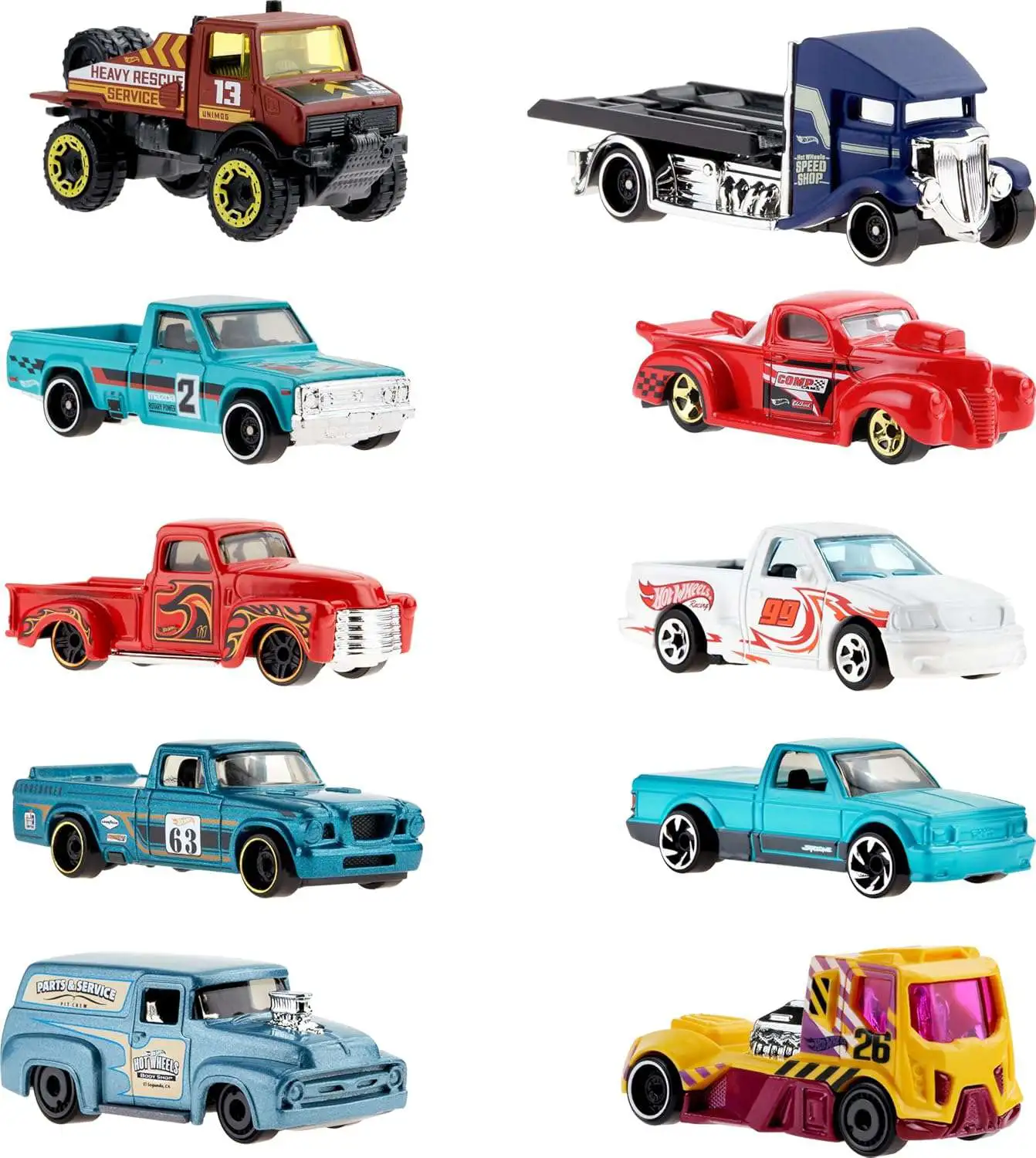 Hot Wheels HW Hot Trucks 10 164 Diecast Car 10-Pack Mattel Toys - ToyWiz