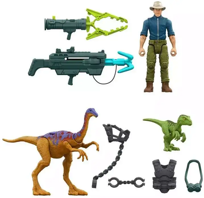 Jurassic Park JP30 93 Classic Dr. Alan Grant Exclusive Tactical Claw Pack with Gallimimus Young ...