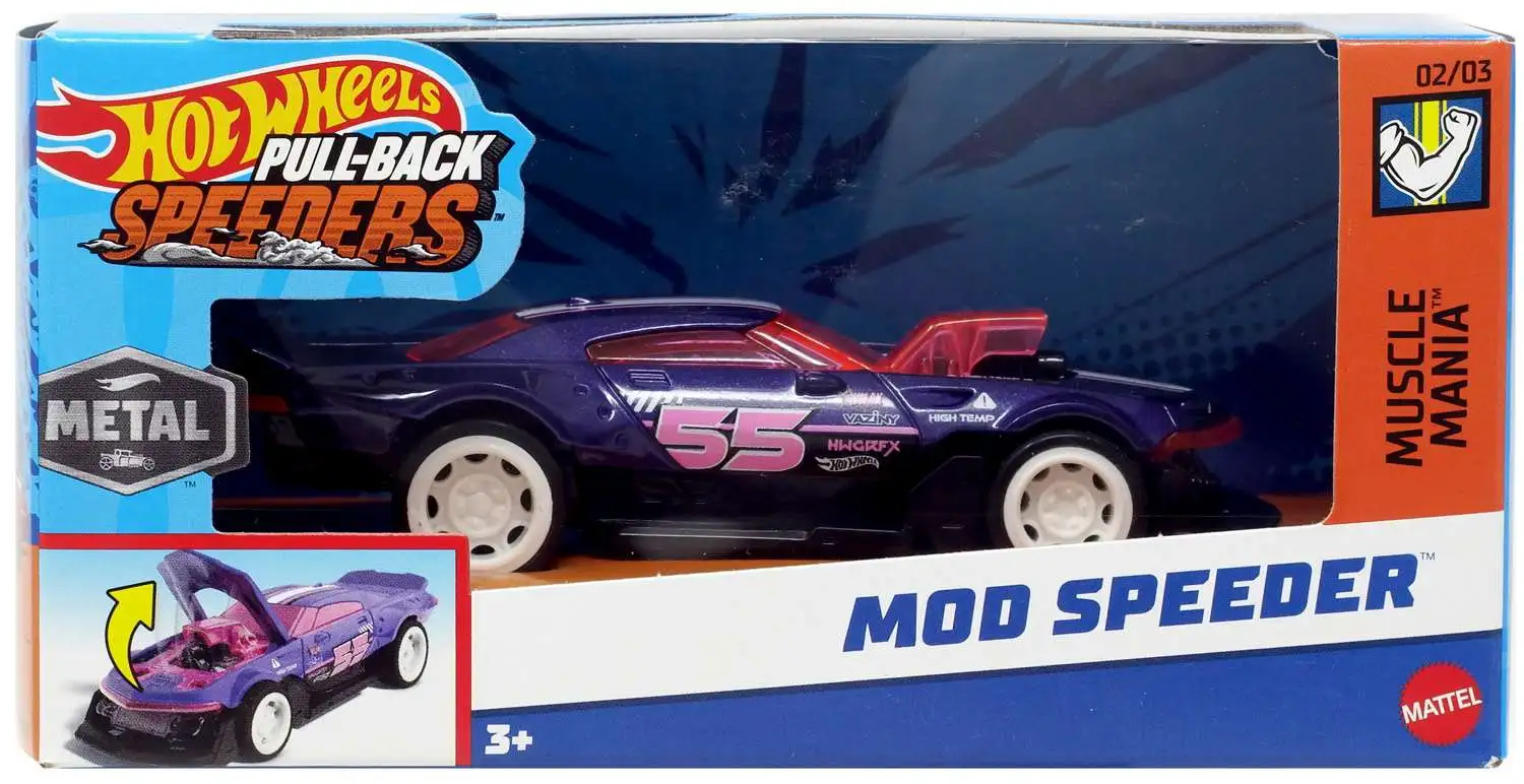 Hot Wheels Pull-Back Speeders Muscle Mania Mod Speeder 143 Diecast Pull ...