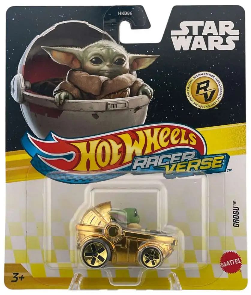 Hot Wheels RacerVerse Star Wars Grogu Die Cast Car Gold Mattel - ToyWiz