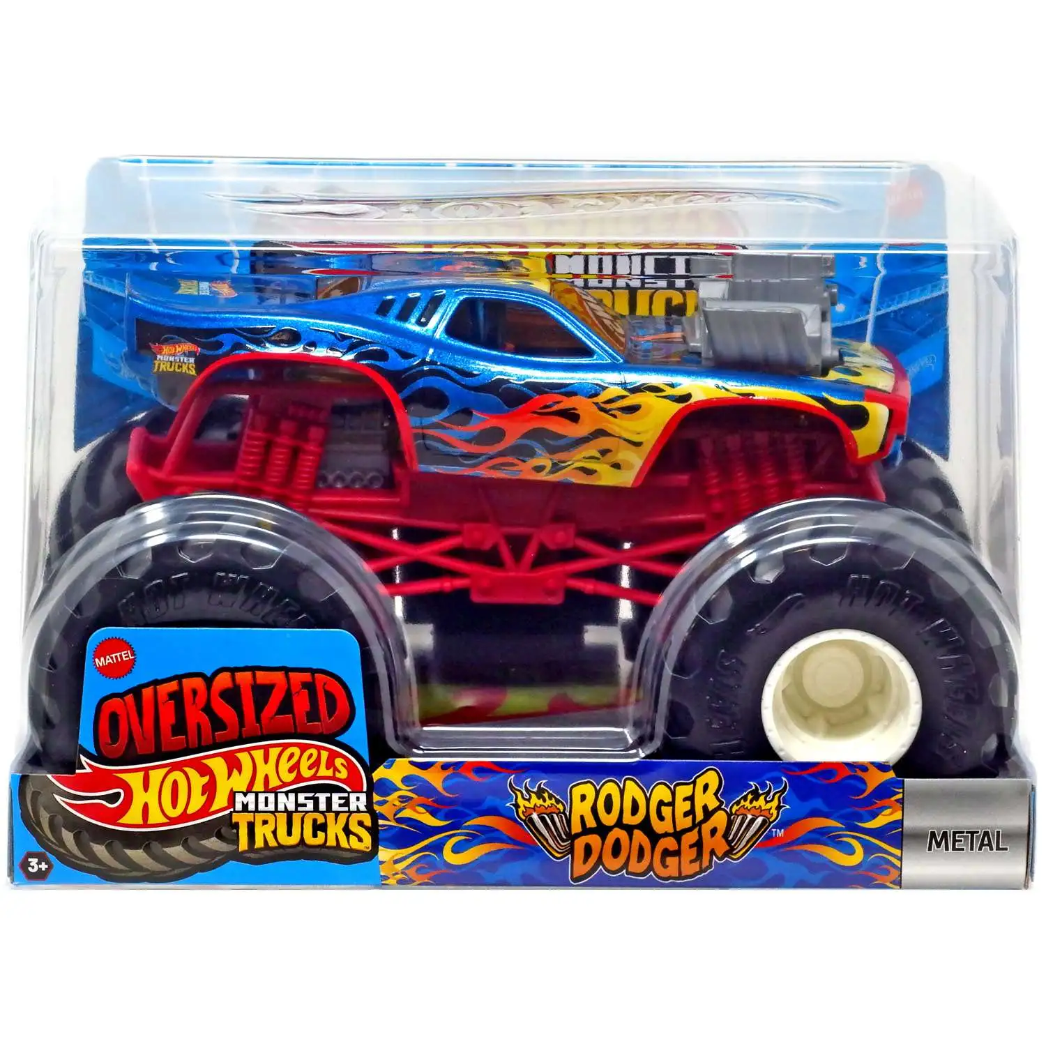 Hot Wheels Monster Trucks Oversized Rodger Dodger 124 Diecast Car Blue ...