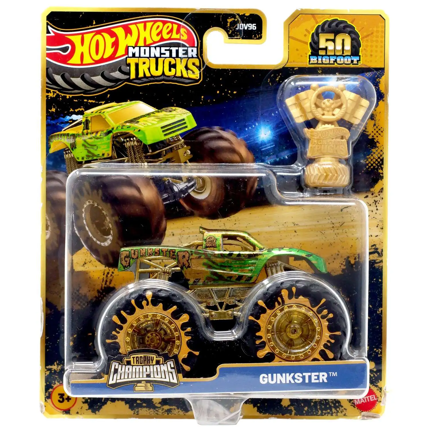 Hot Wheels Monster Trucks Bigfoot 50 Trophy Champions Gunkster 164 Diecast Car Mattel Toys - ToyWiz