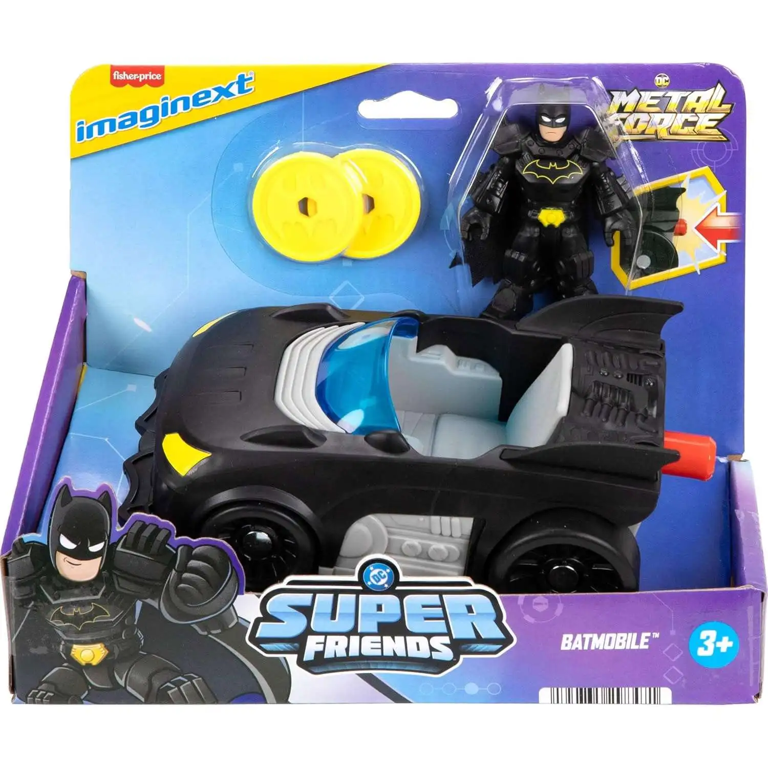 Fisher Price DC Super Friends Imaginext Metal Force Batmobile Vehicle ...