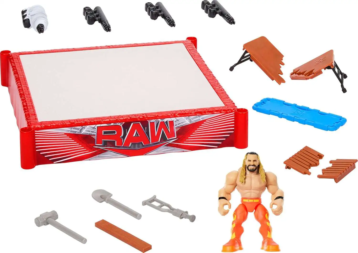 WWE Wrestling Knuckle Crunchers Rebound Ring Playset with Seth Rollins ...
