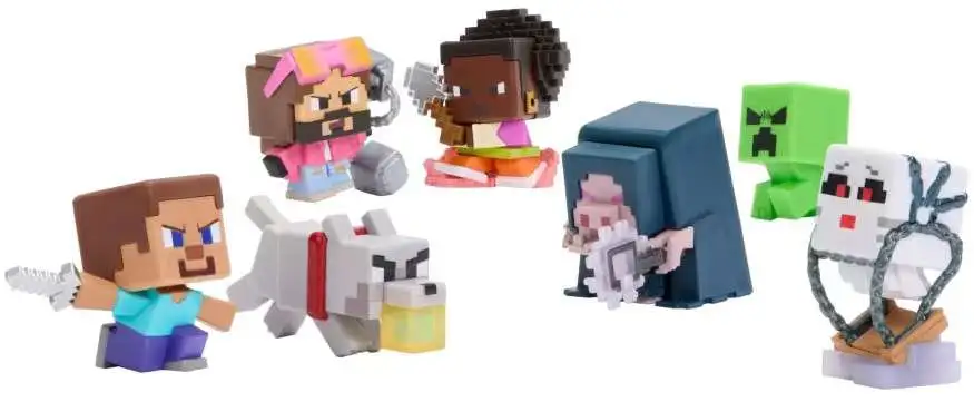 A Minecraft Movie Mini Mode Overworld Battle Pack 4 Mini Figure 7-Pack ...