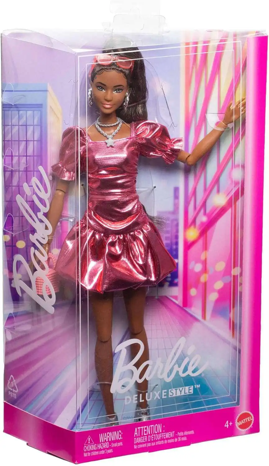 Barbie Deluxe Style Barbie 13.25 Doll 6, Metallic Coral Pink Dress ...