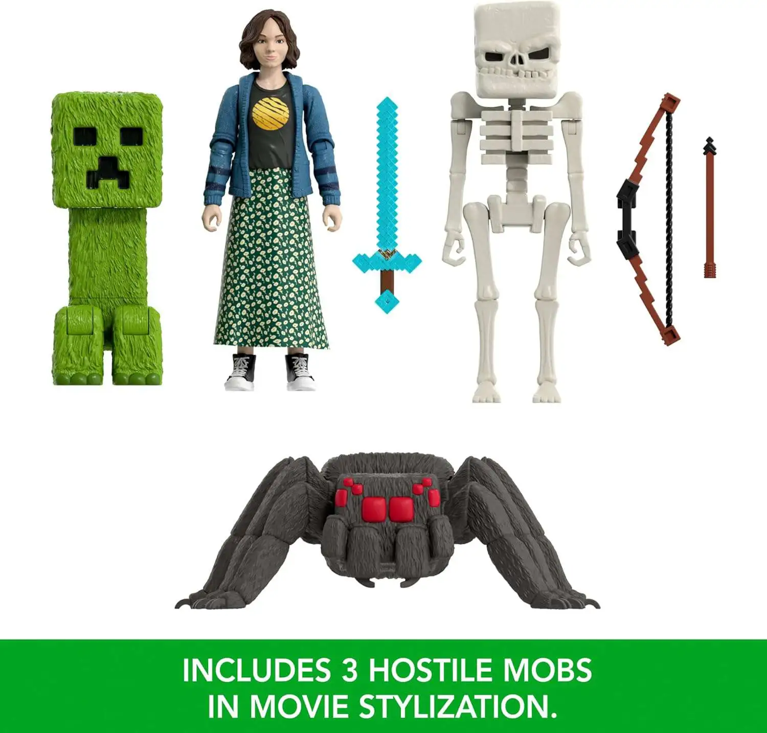 A Minecraft Movie Overworld Encounters Natalie, Spider, Skeleton ...