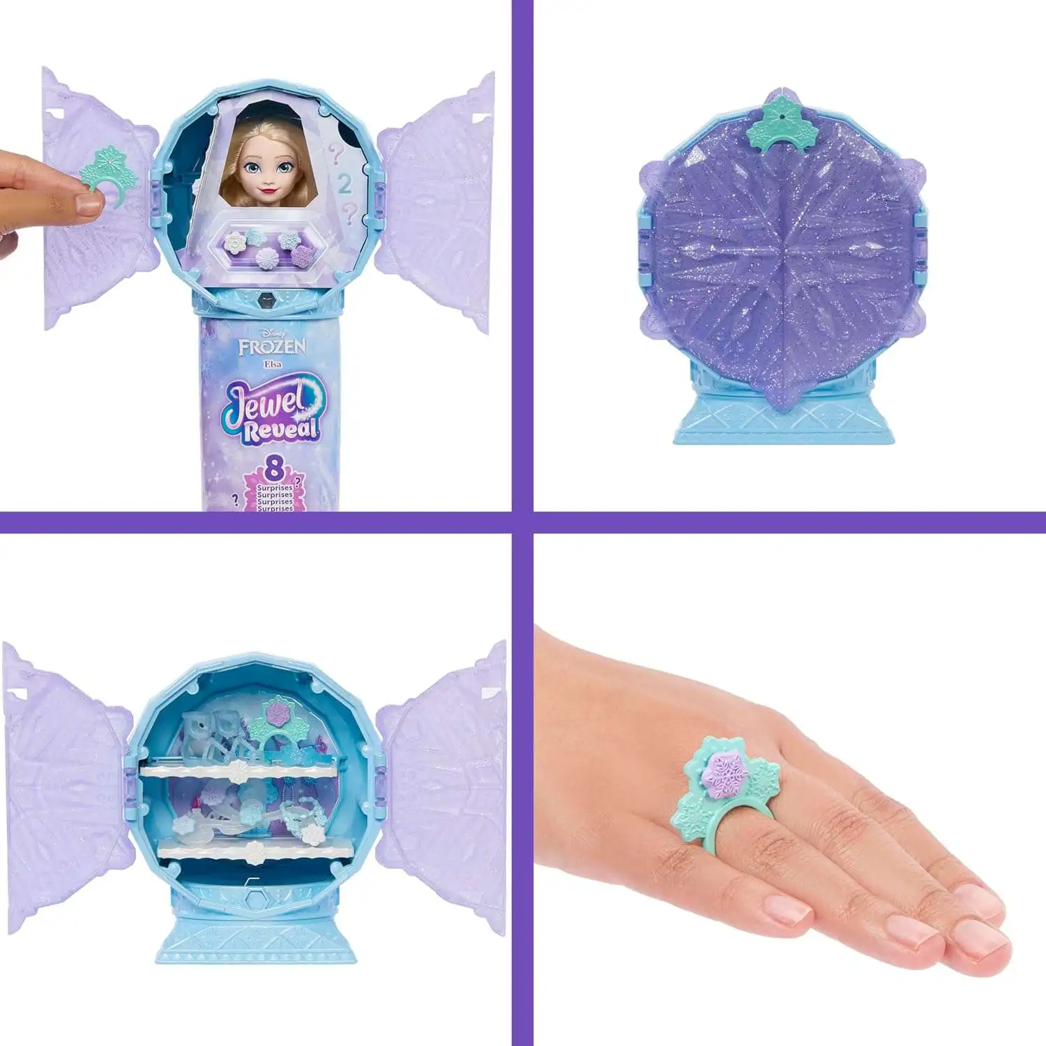 Disney Frozen Jewel Reveal Elsa Surprise Doll 8 Surprises Hasbro Toys ...