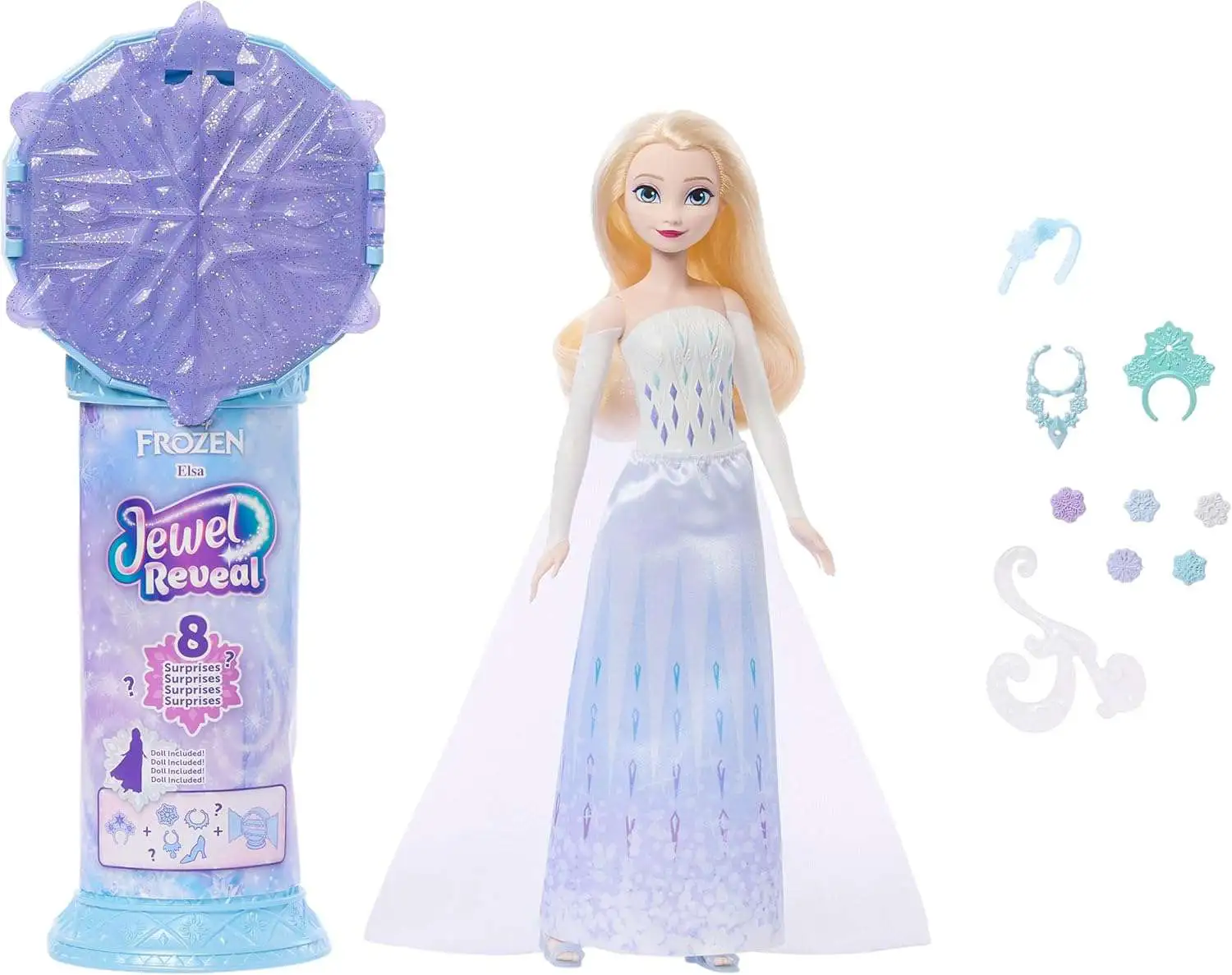 Disney Frozen Jewel Reveal Elsa Surprise Doll 8 Surprises Hasbro Toys ...